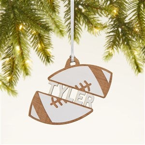 Football Personalized Wood Ornament - Whitewash
