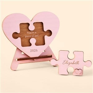 Piece of My Heart Personalized Cutout Tabletop Heart Puzzle - Pink