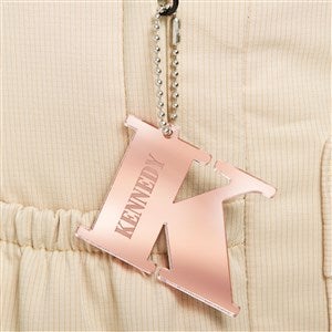 Initial and Name Personalized Rose Gold Mirrored Acrylic Backpack Tag