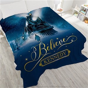 Polar Express Personalized Holiday Plush Fleece Blanket - Queen