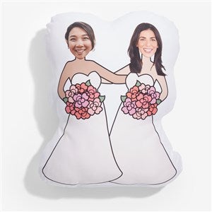 Wedding Personalized Photo Bride and Bride Character Throw Pillow
