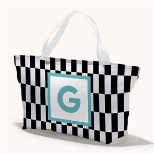 Bright Check Monogram Personalized Tote Bag