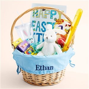 Embroidered Blue Easter Basket & Gift Bundle