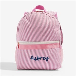Seerrsucker Embroidered Toddler Backpack - Pink