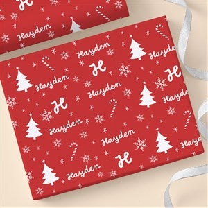 Festive Icons Personalized Christmas Wrapping Paper Roll - 6ft Roll