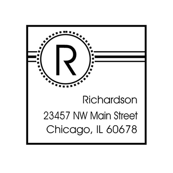 Personalized Address Stamp - Square Initial