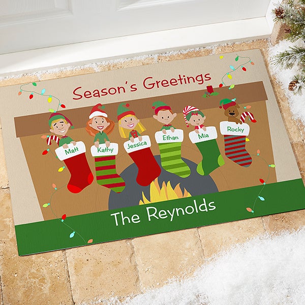 Personalized Christmas Doormats - Stocking Family