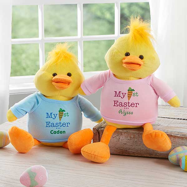 Personalized Plush Easter Duck for Girls - My First Easter