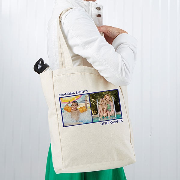 Personalized 2 Photo Canvas Tote Bag - Small