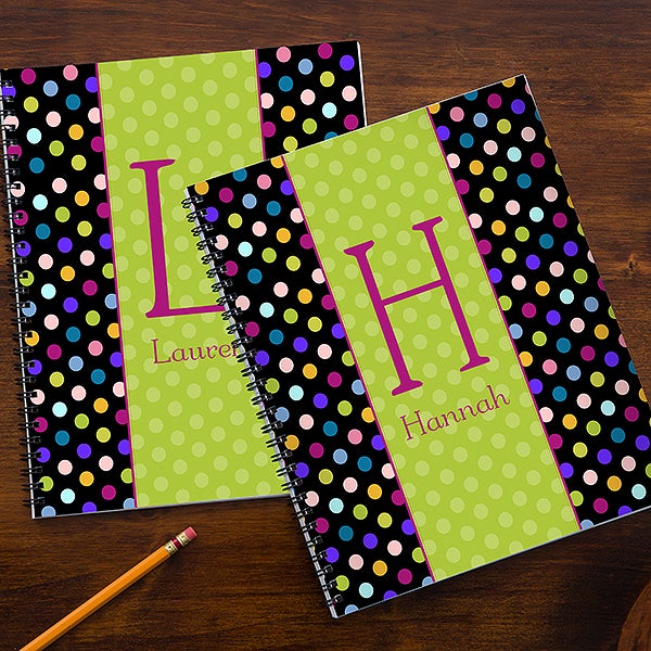 Personalized Kids Notebooks for Girls - Polka Dots