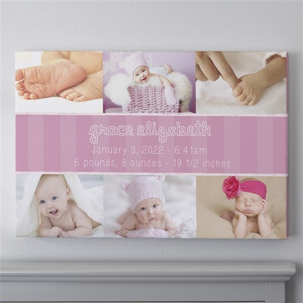 Personalized Baby Collage Photo Canvas Print - Horizontal