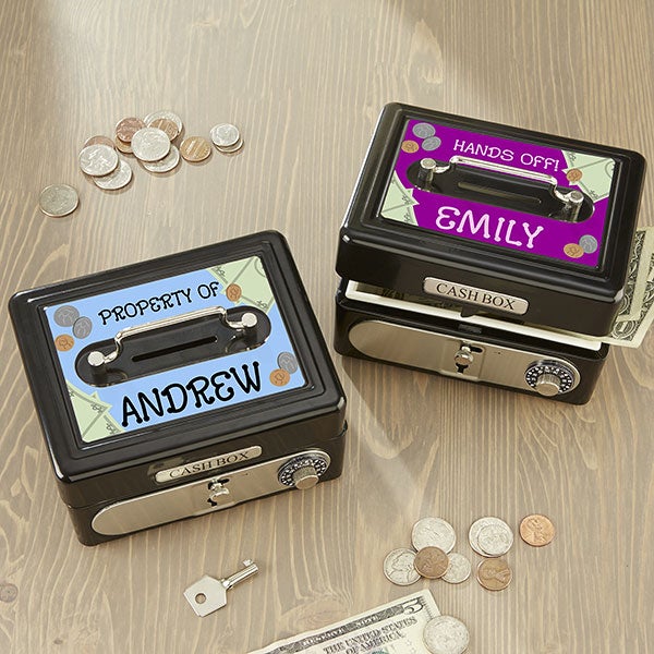 Personalized Kids Cash Box Safe - Black