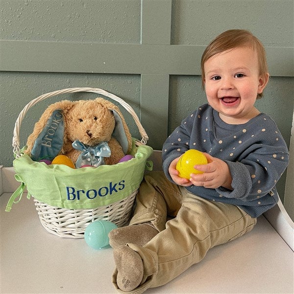 Personalized Stuffed Easter Bunny - Blue