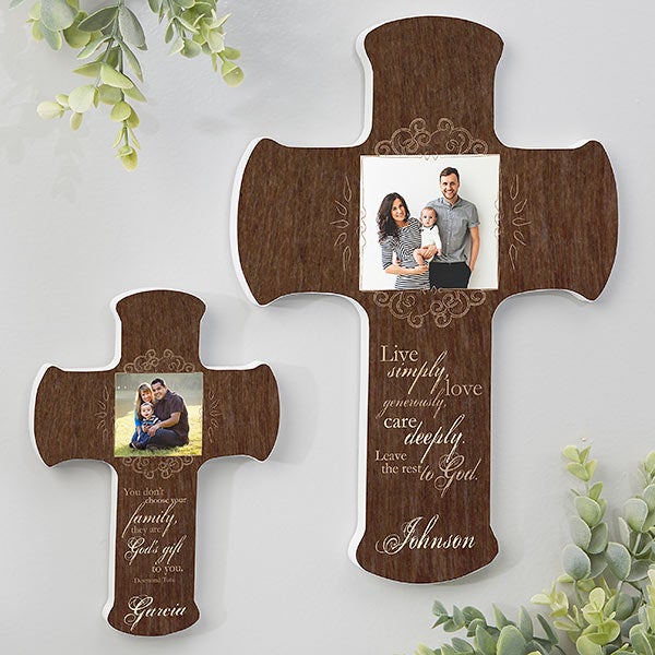 Personalized Photo Wall Cross - Family Blessings