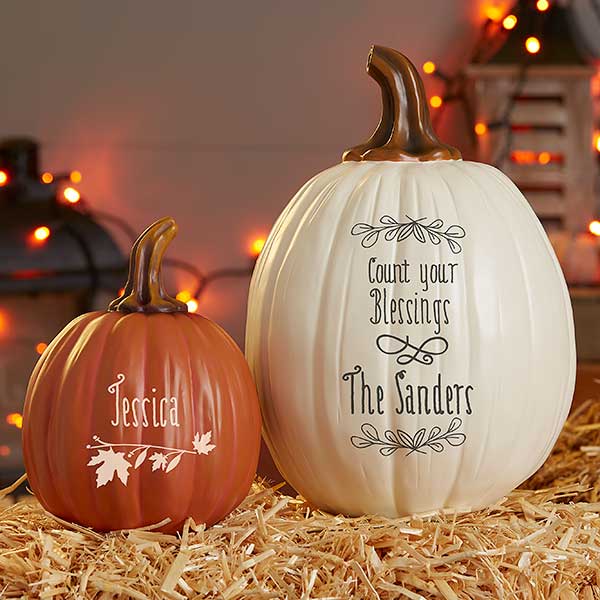Personalized Decorative Pumpkins - Count Your Blessings