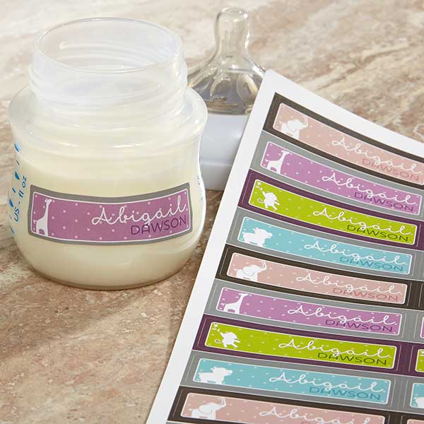 Personalized Baby Bottle Labels - Baby Zoo Animals