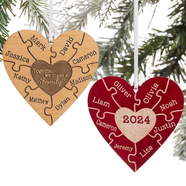 Personalized Puzzle Wood Christmas Ornament - Together We Make A Family
