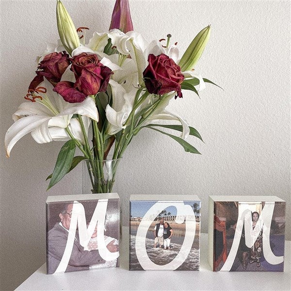 Personalized Photo Shelf Blocks Set Of 3 - MOM