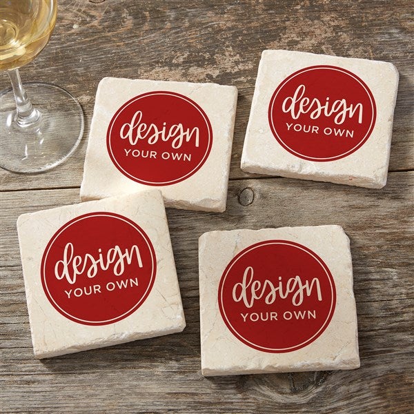 Design Your Own Personalized Tumbled Stone Coaster Set