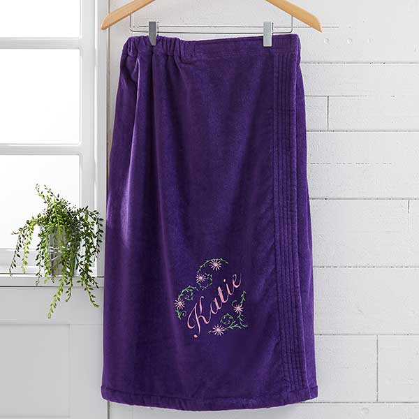 Embroidered Towel Wrap - Floral Heart