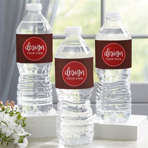Design Your Own Personalized Water Bottle Labels - Set of 24 - Brown