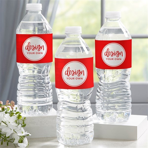 Design Your Own Personalized Water Bottle Labels - Set of 24 - Red