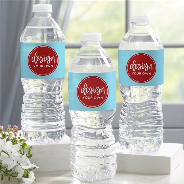 Design Your Own Personalized Water Bottle Labels - Set of 24 - Baby Blue