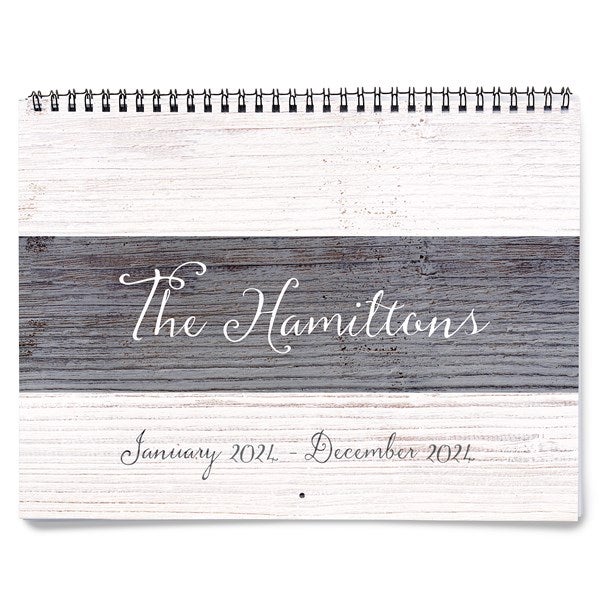 Personalized Photo Wall Calendar - Rustic - Family Love