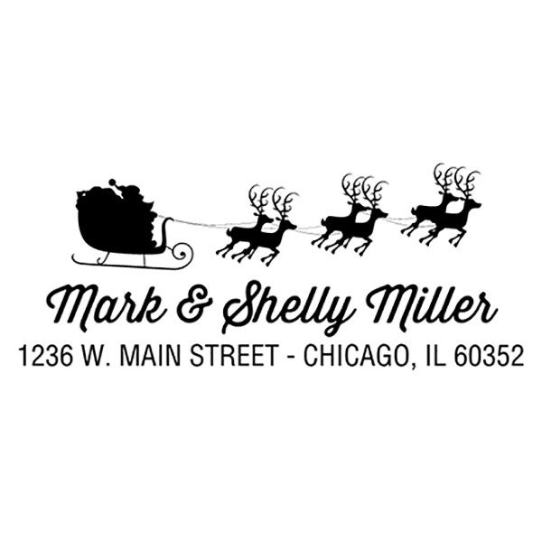 Personalized Christmas Self-Inking Stamp - Santa Sleigh