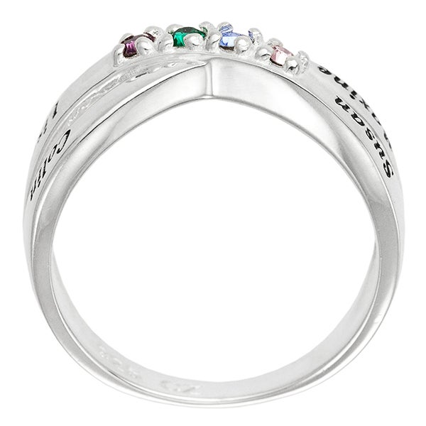 Personalized Sterling Silver Birthstone Ring - Family Birthstones