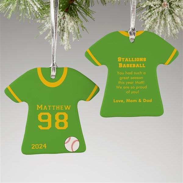 Baseball Jersey Personalized Sports Christmas Ornaments - 2-Sided