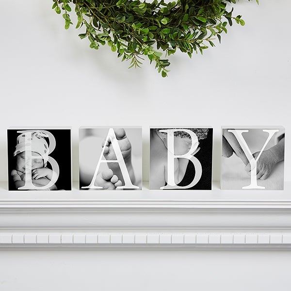 16688 - BABY Personalized Photo Shelf Blocks- Set of 4