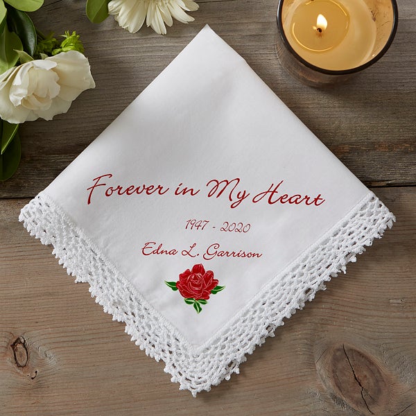 Personalized Memorial Linen Handkerchief - Forever In My Heart