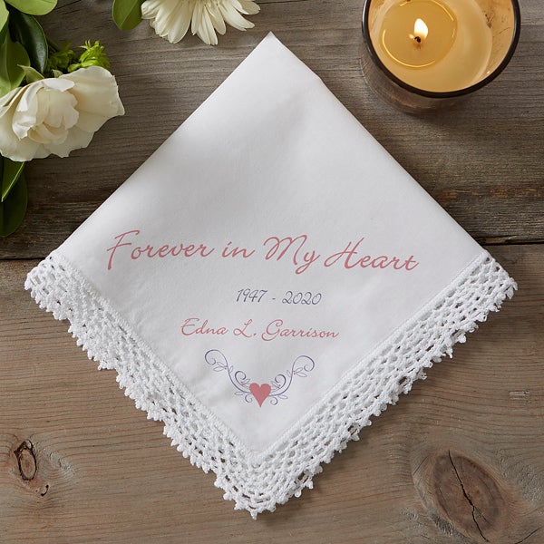 Personalized Memorial Linen Handkerchief - Forever In My Heart