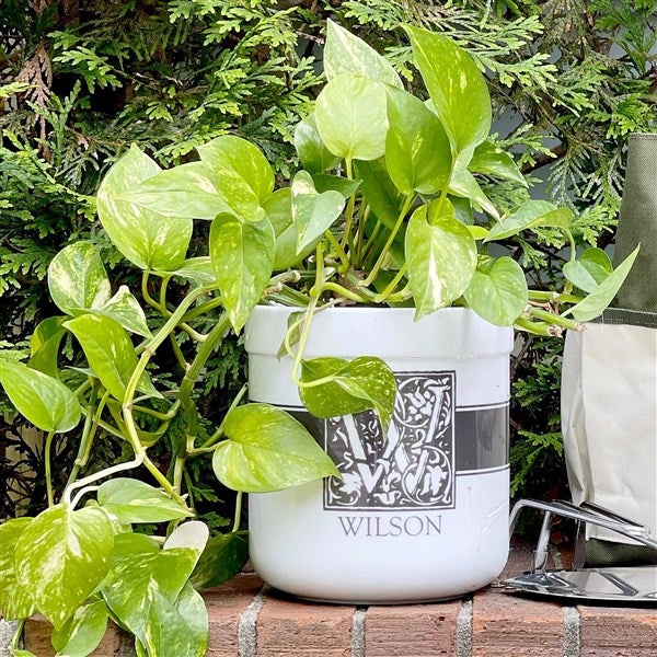 Personalized Outdoor Flower Pot - Floral Monogram