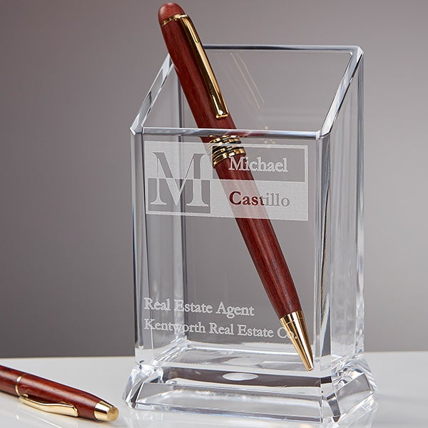 Personalized Office Pen & Pencil Holder - Sophisticated Style