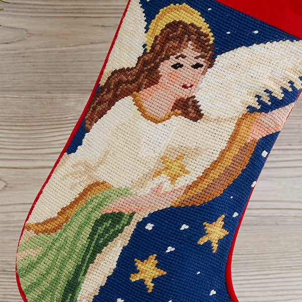 Personalized Needlepoint Christmas Stockings - Angel