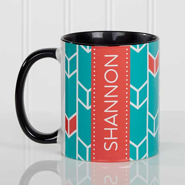 Custom Black Coffee Mug Geometric Desgins