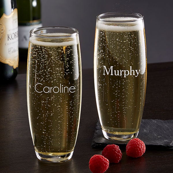 Personalized Champagne Glasses With Twisted Stem