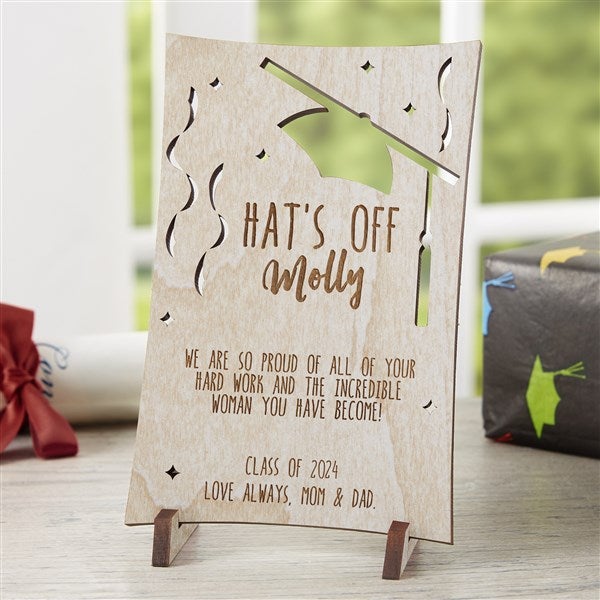 Graduation Greetings Personalized Whitewash Wood Postcard