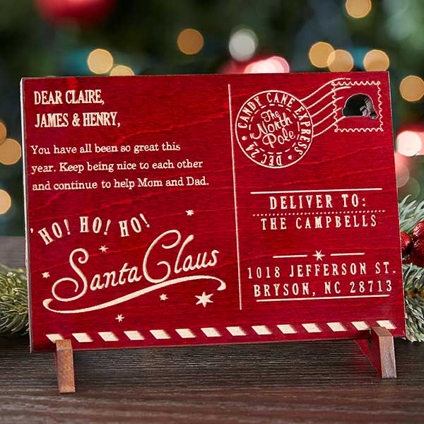 Personalized Wood Postcard From Santa