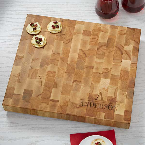 Personalized Butcher Block Cutting Board - Name & Initial