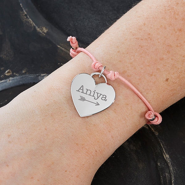 Personalized Friendship Bracelet with Heart Charm
