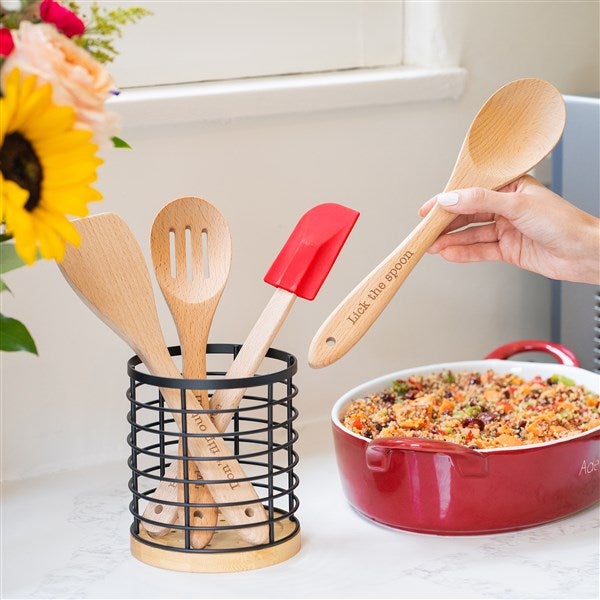 Personalized Beechwood Cooking Utensils- 4pc