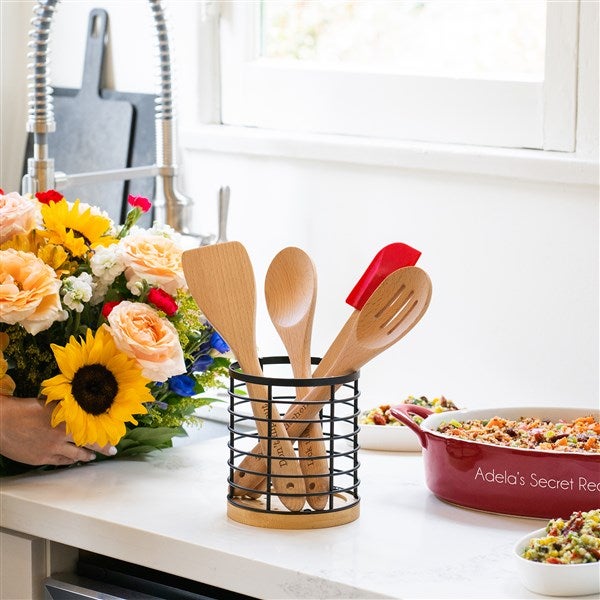 Personalized Beechwood Cooking Utensils- 4pc