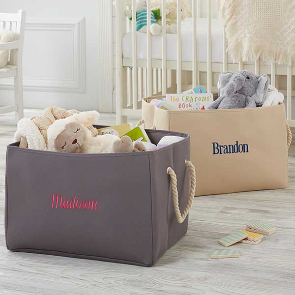 Personalized Canvas Storage Totes - Monogram & Name