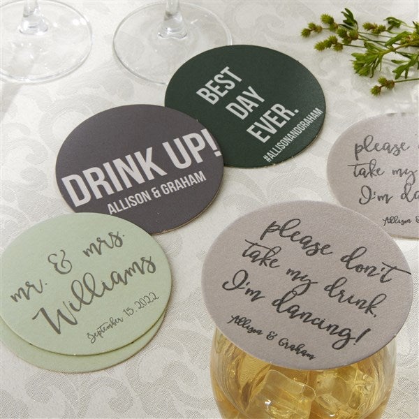 Personalized Wedding Paper Coasters - Write Your Own