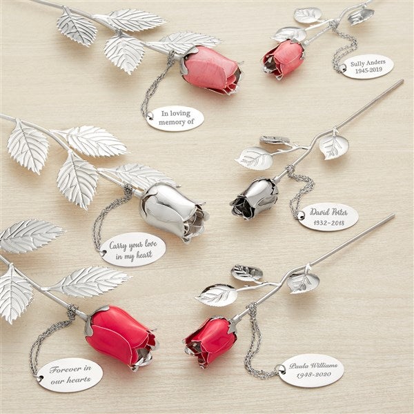 In Memory Of... Engraved Pink Keepsake Rose