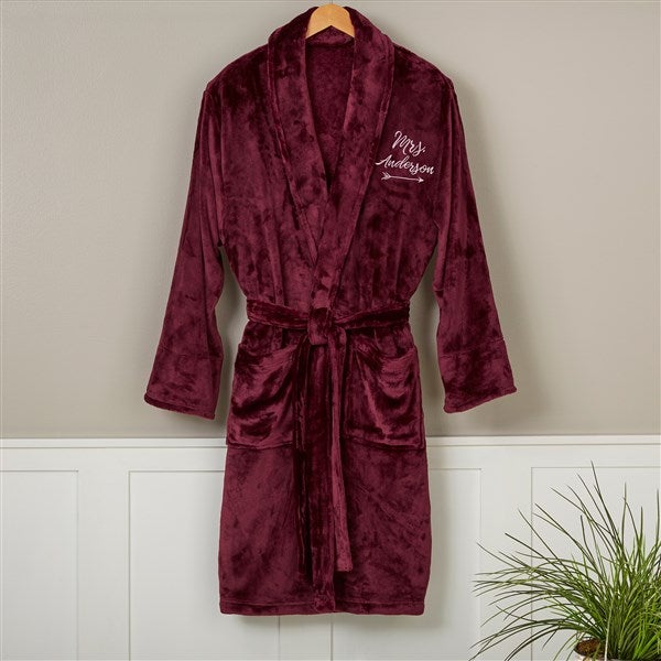 Mrs. Embroidered Luxury Maroon Fleece Robe