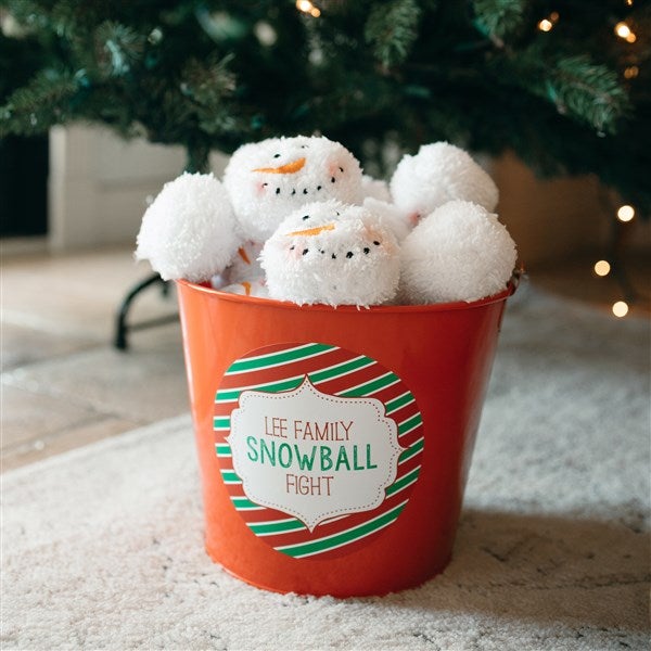 Snowball Fight Personalized Metal Bucket